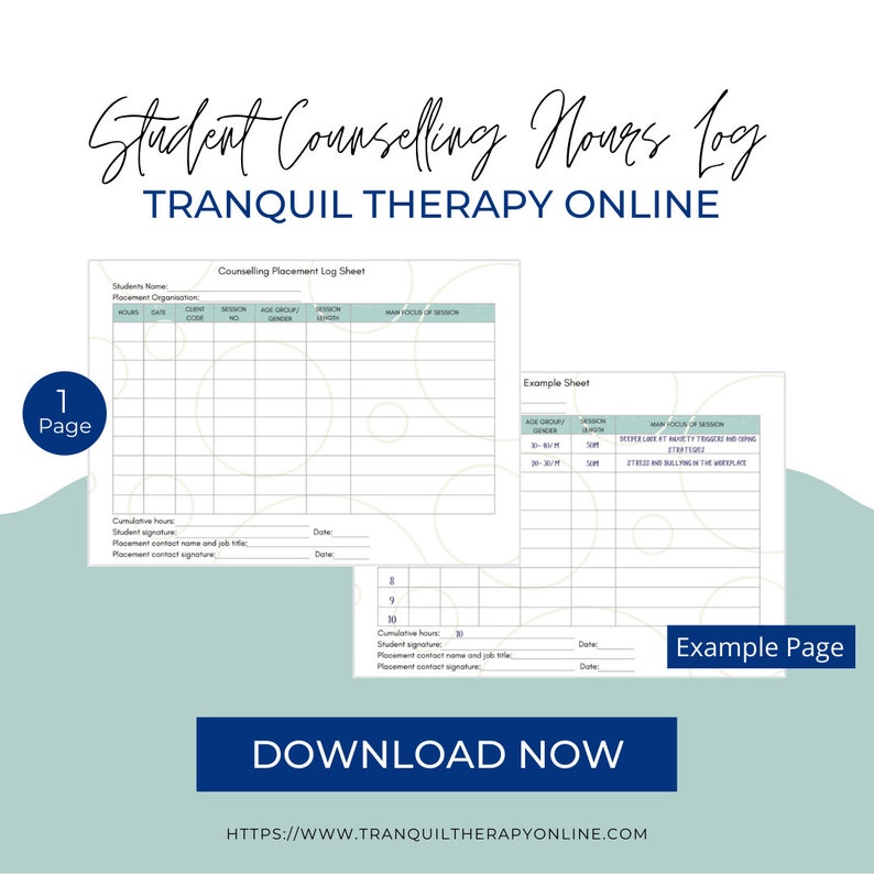Counselling Placement | 100 Hours Log Record | Student Counselling ...