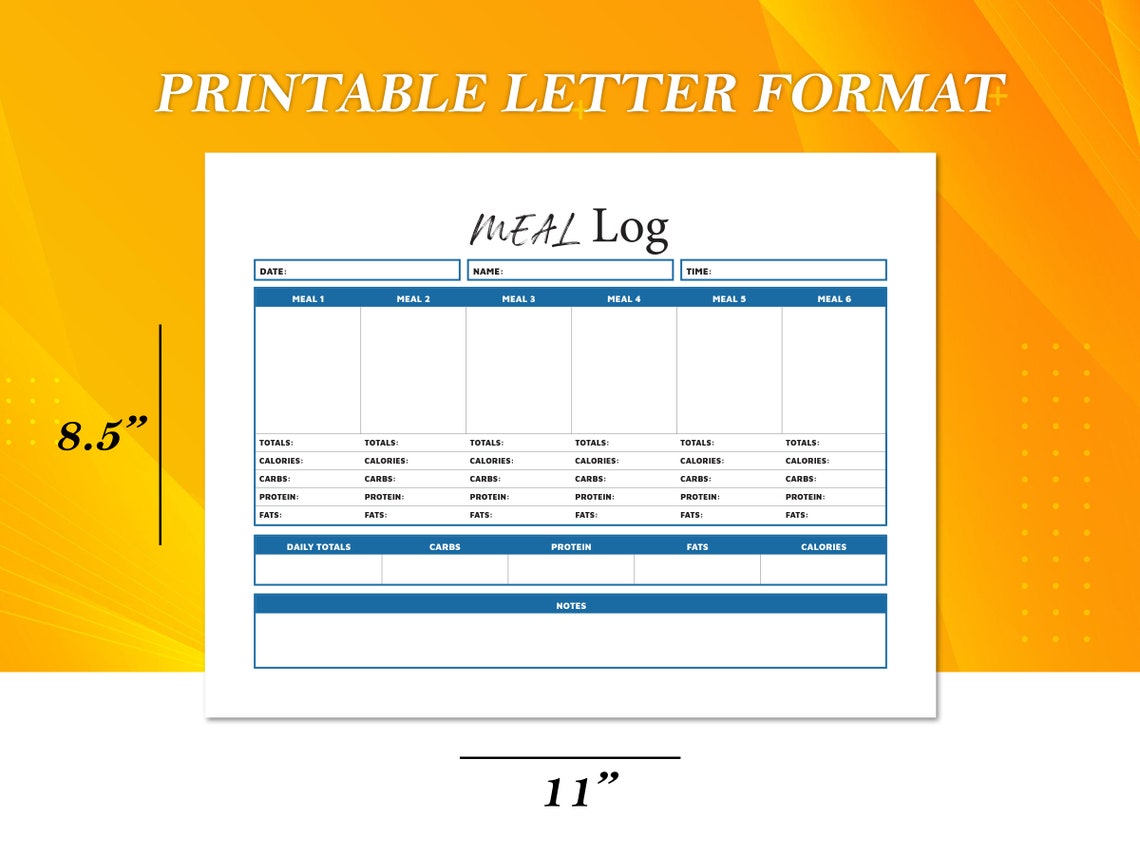 Meal Tracker Printable | Meal Log - Etsy