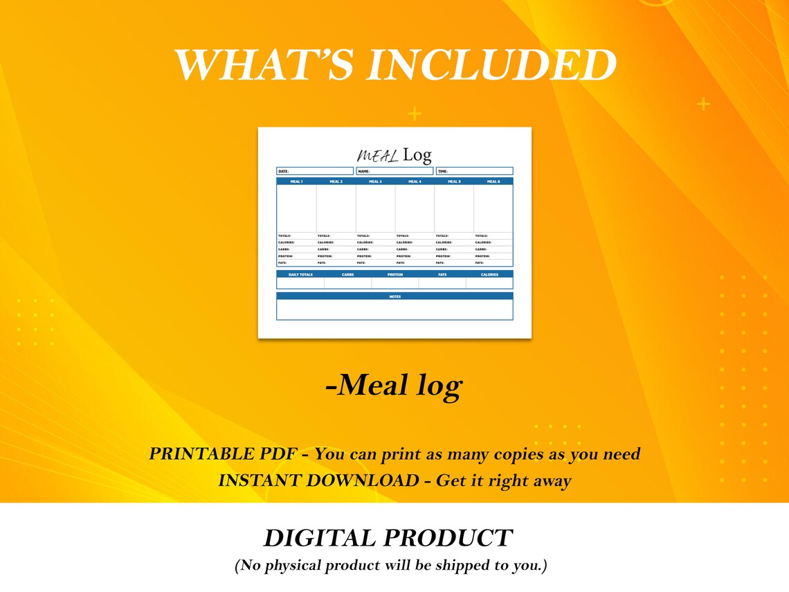 Meal Tracker Printable | Meal Log - Etsy