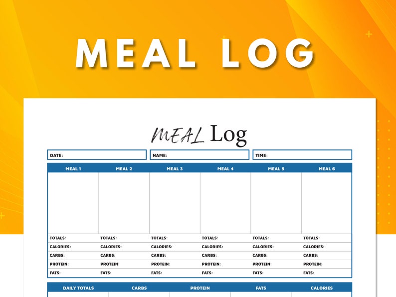 Meal Tracker Printable | Meal Log - Etsy