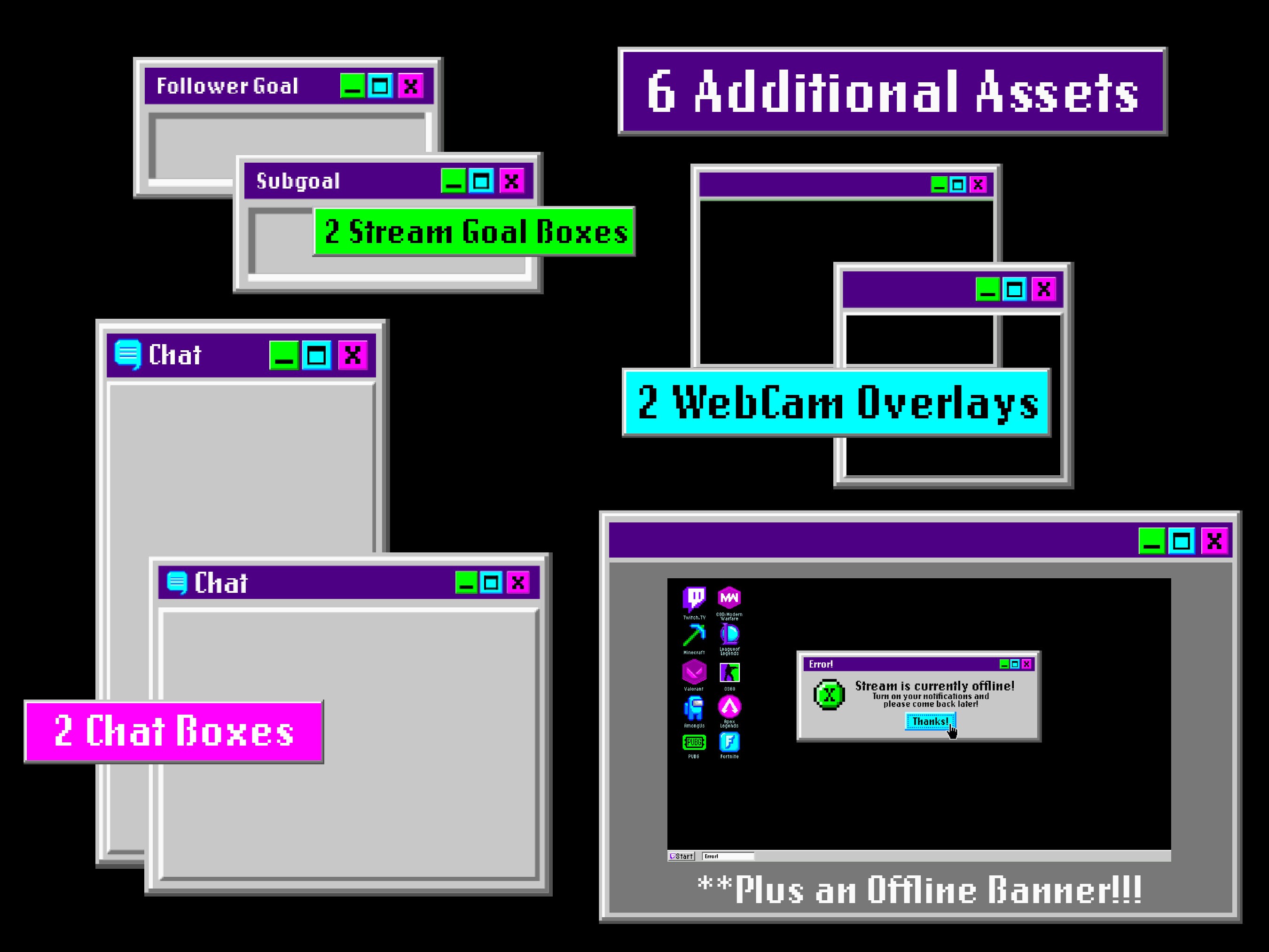 Neon Retro Streaming Graphics / Twitch Overlays / Panels / | Etsy