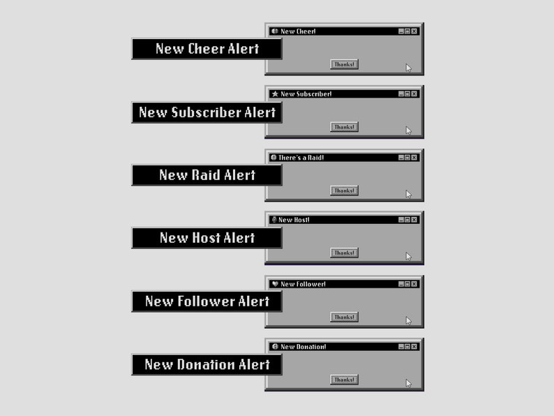 ANIMATED Retro Vaporwave Stream Alerts / Grey / Twitch Alerts - Etsy