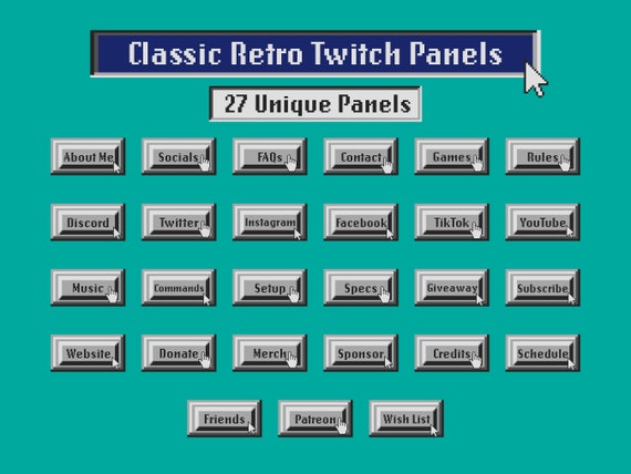 Classic Retro Twitch Panels / Streaming Graphics / Streaming | Etsy