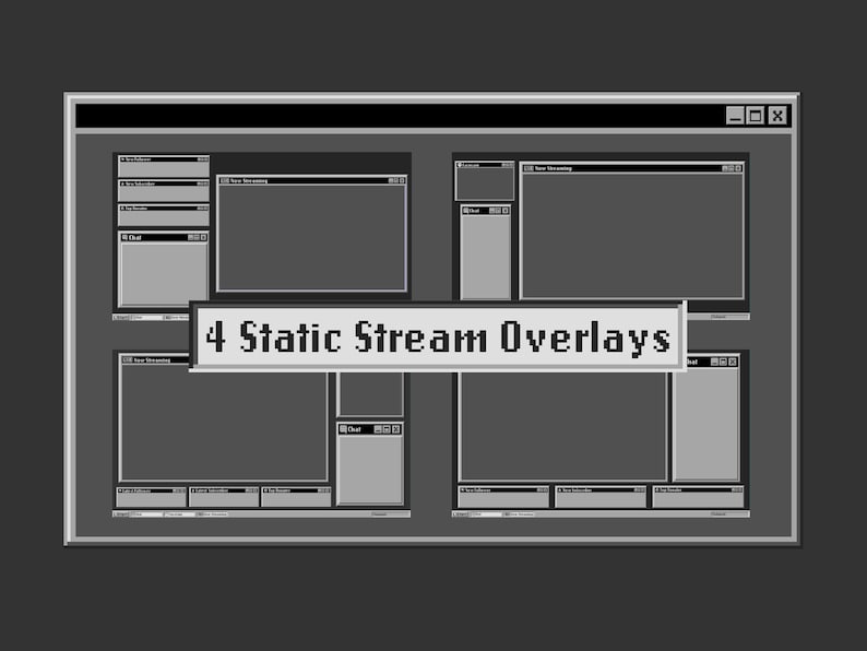 Retro Streaming Graphics / ANIMATED Scenes / Grey / Twitch Overlay ...
