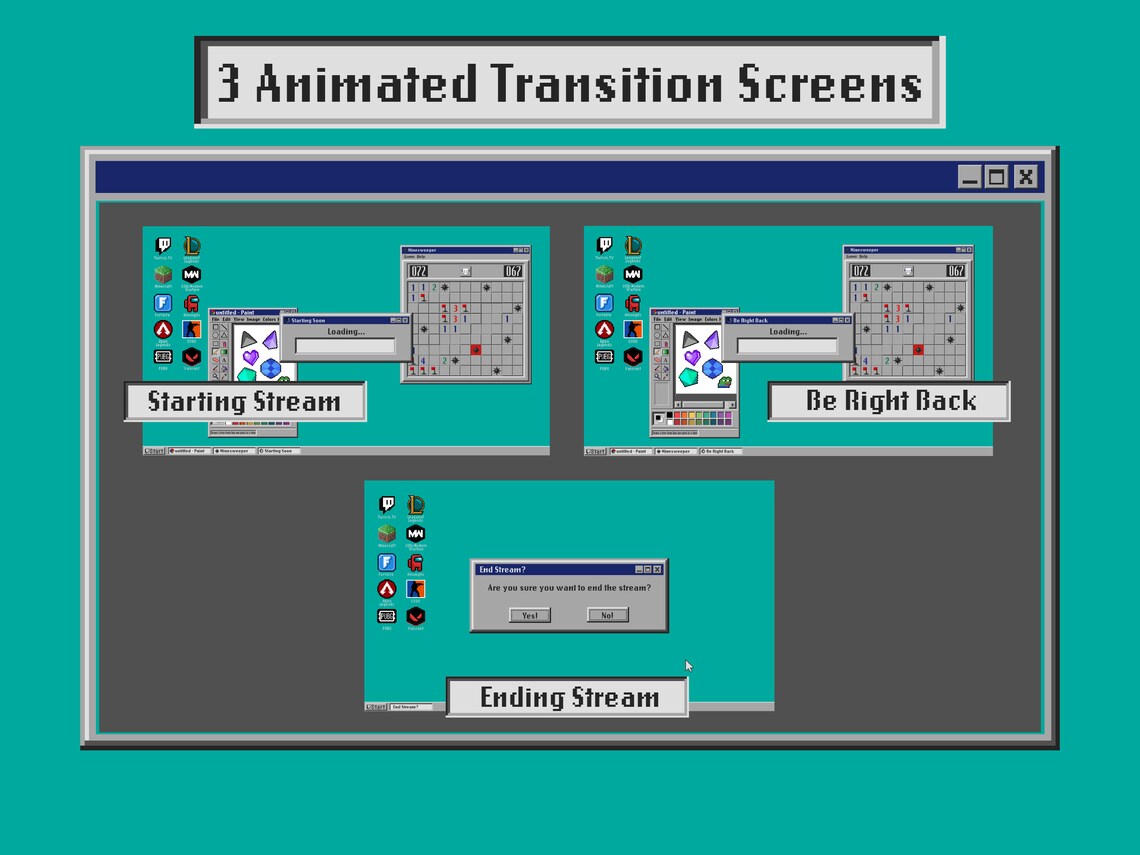 Classic Retro Streaming Graphics / Twitch Stream Overlays / ANIMATED ...