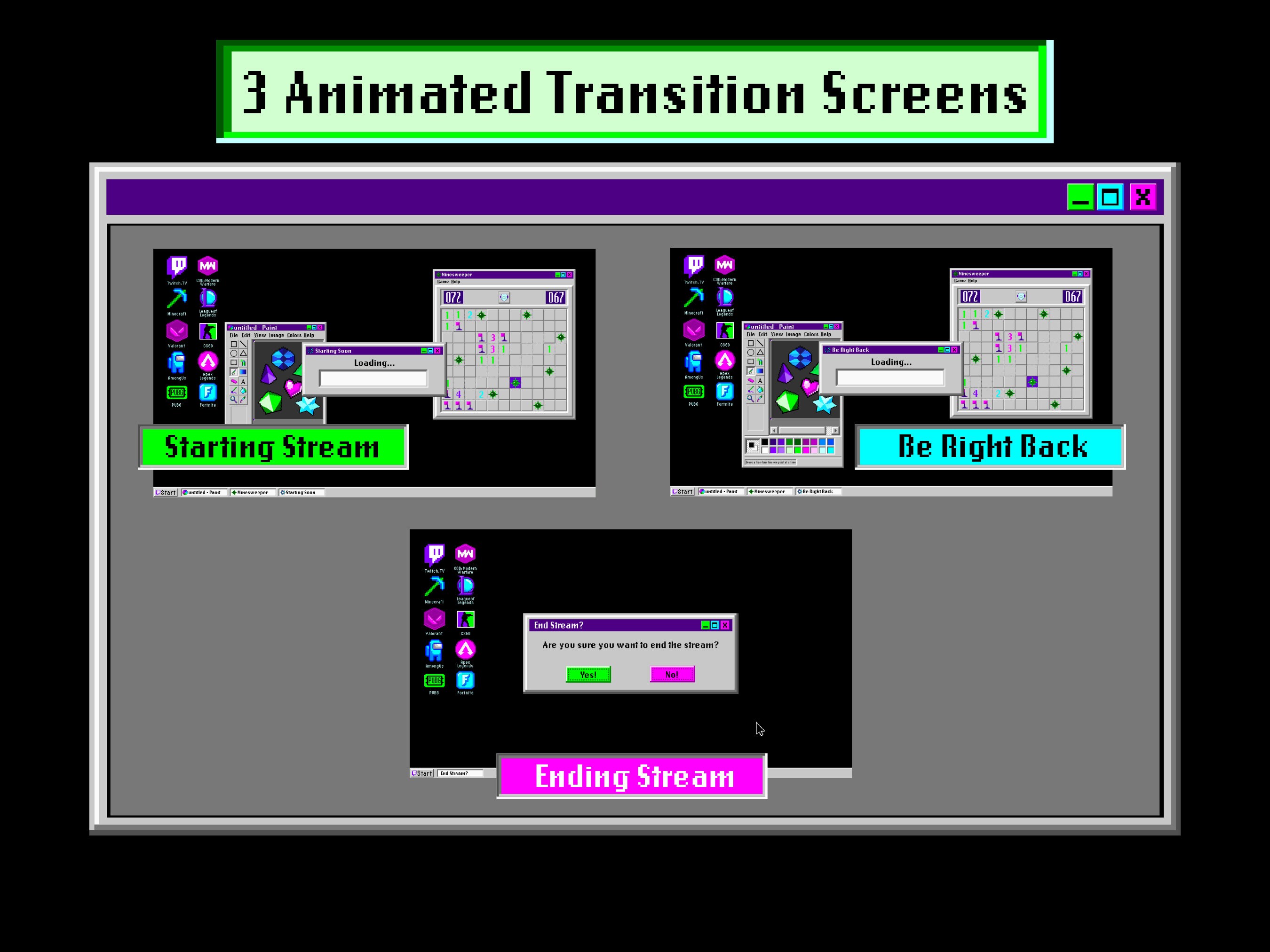 Neon Retro Streaming Graphics / Twitch Overlays / Panels / | Etsy