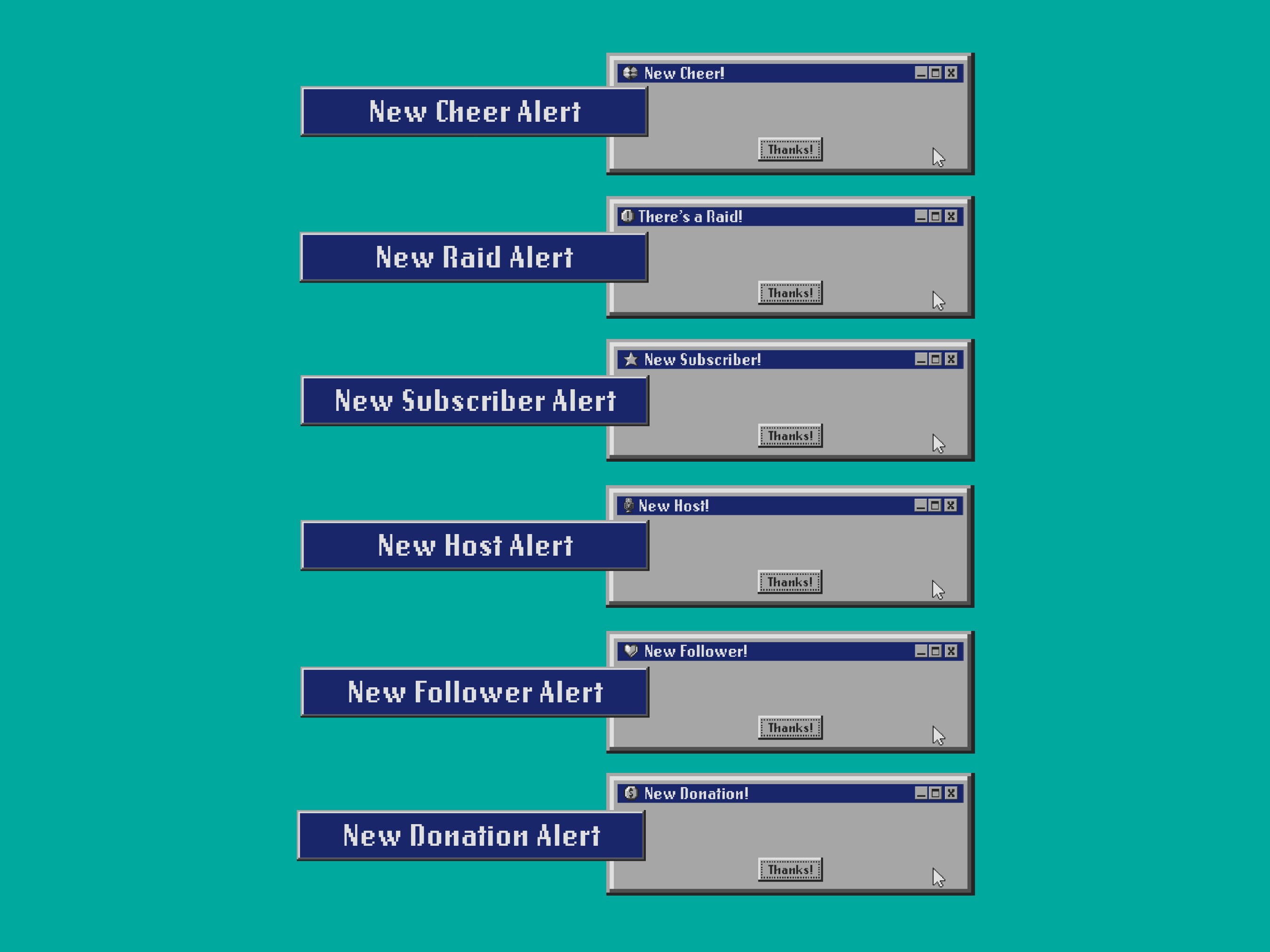 Classic Retro Streaming Alerts / Grey and Blue / Vaporwave / ANIMATED ...