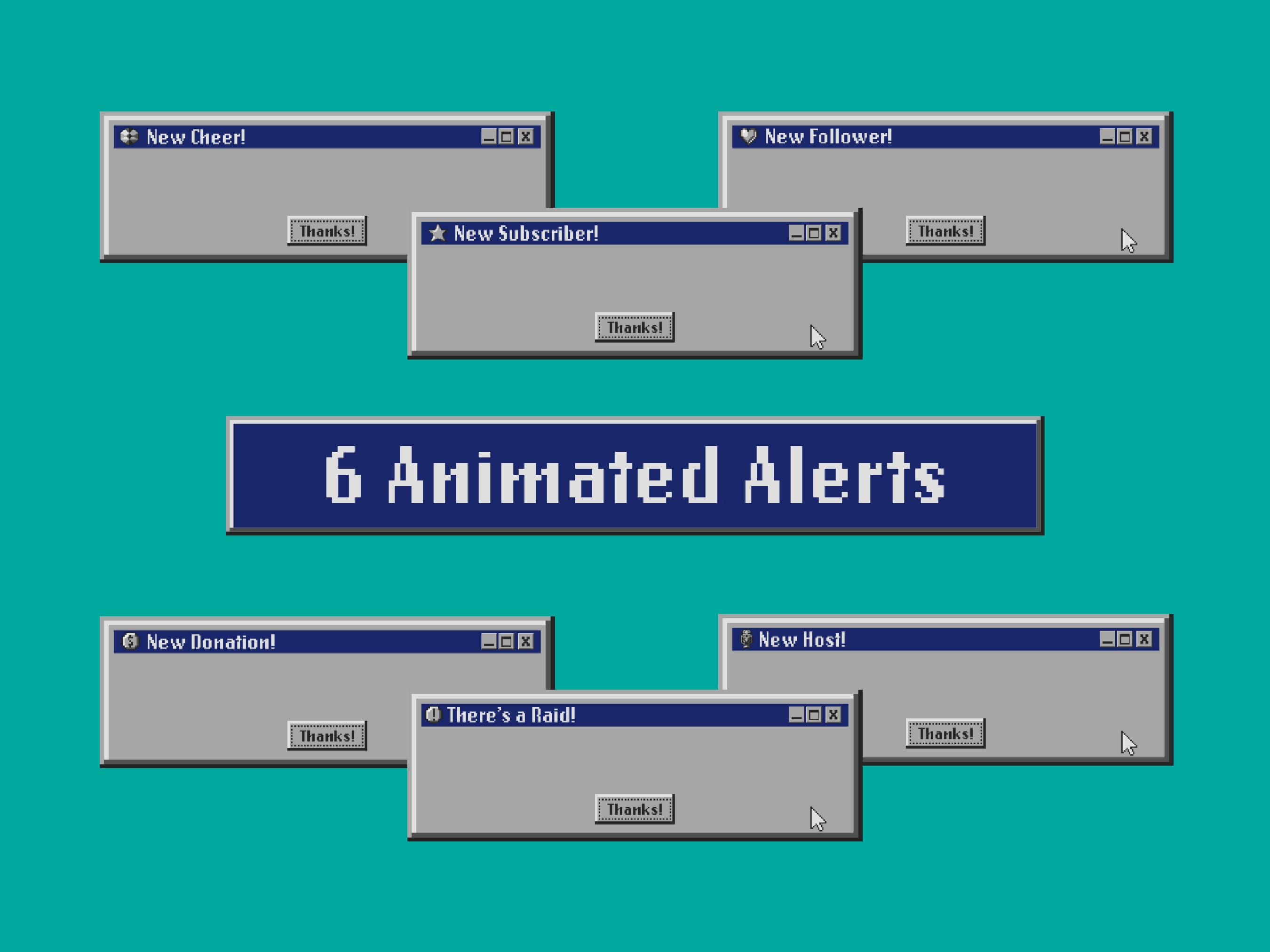 Classic Retro Streaming Alerts / Grey and Blue / Vaporwave / ANIMATED ...