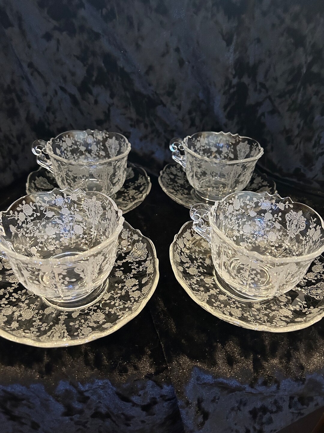 6-cambridge ROSE POINT Tea Cup and Saucers. - Etsy