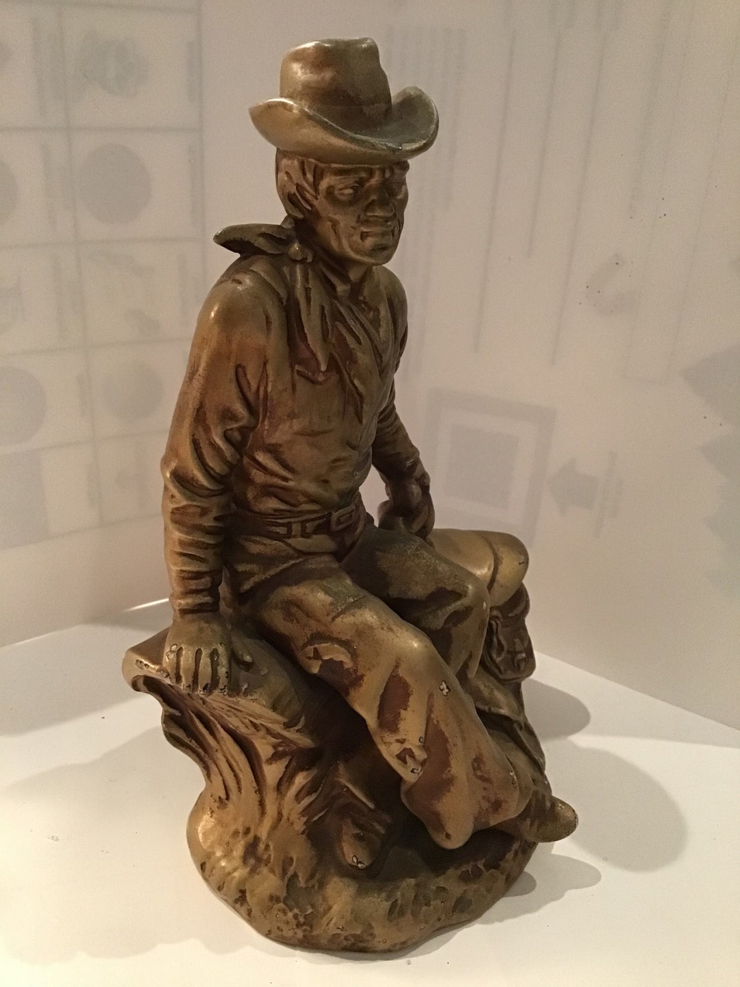 Vintage COWBOY Statue Made Out of Ceramic - Etsy