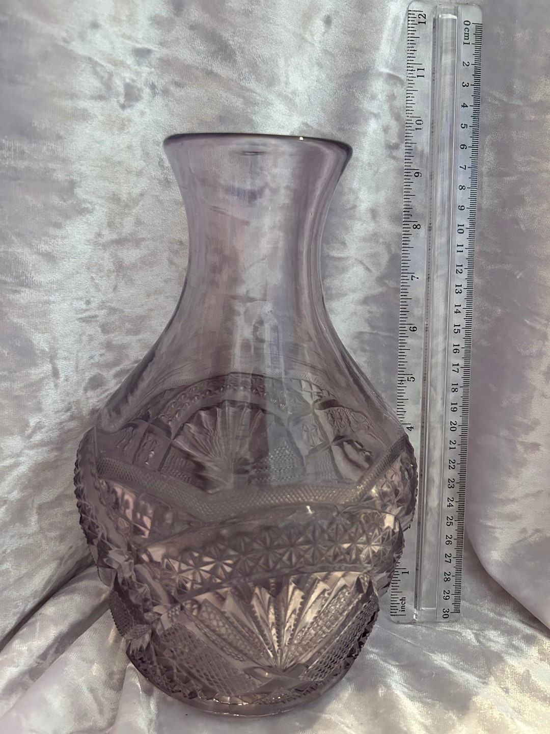 Vintage Early American Pressed Glass Manganese Water Caraf - Etsy