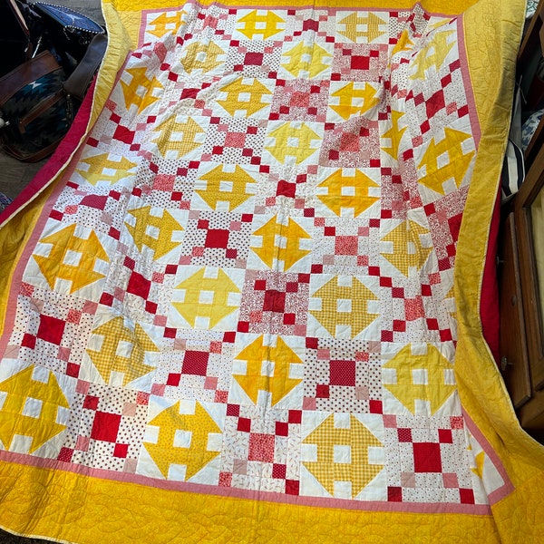 Red and Yellow Quilt - Etsy