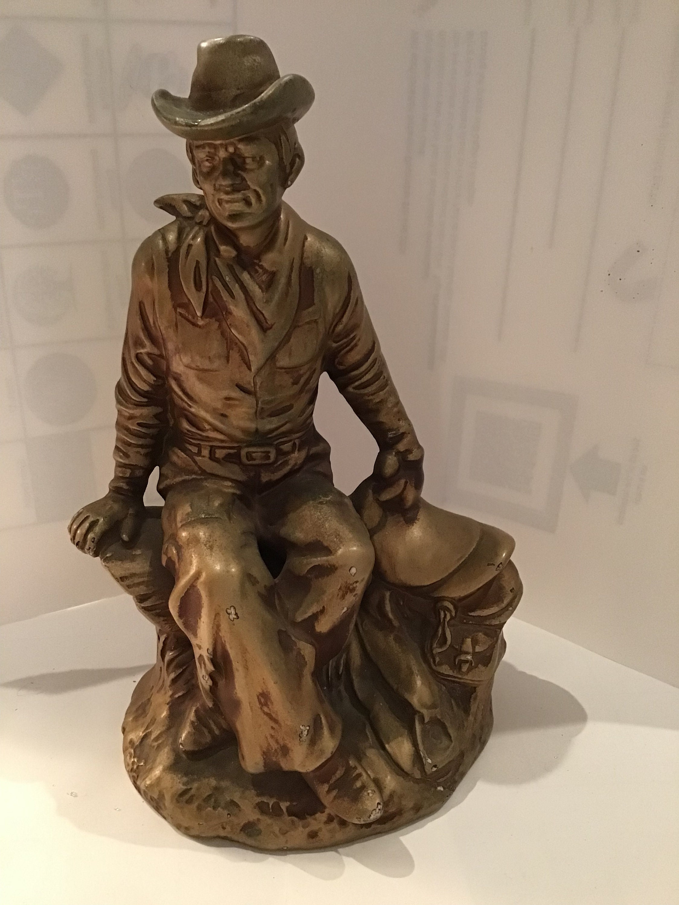 Vintage COWBOY Statue Made Out of Ceramic - Etsy