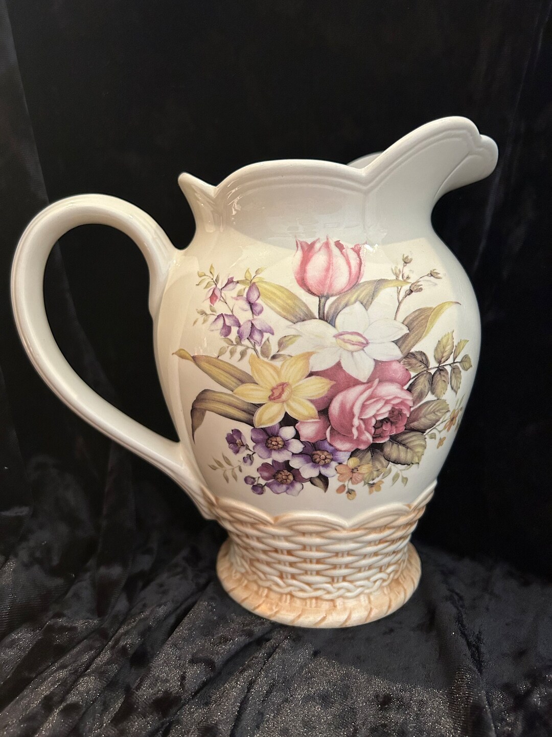 Pitcher- Floral Pitcher Made by Cracker Barrel - Etsy