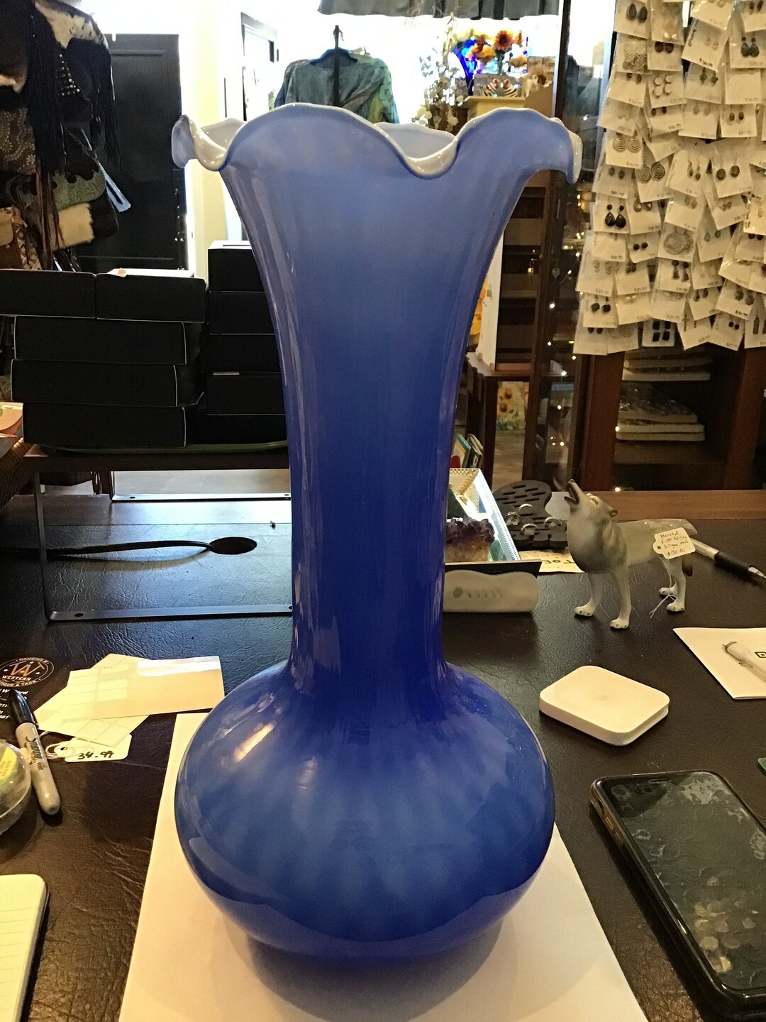 Murano Hand Blown 14” Ruffle Top Vase - Etsy