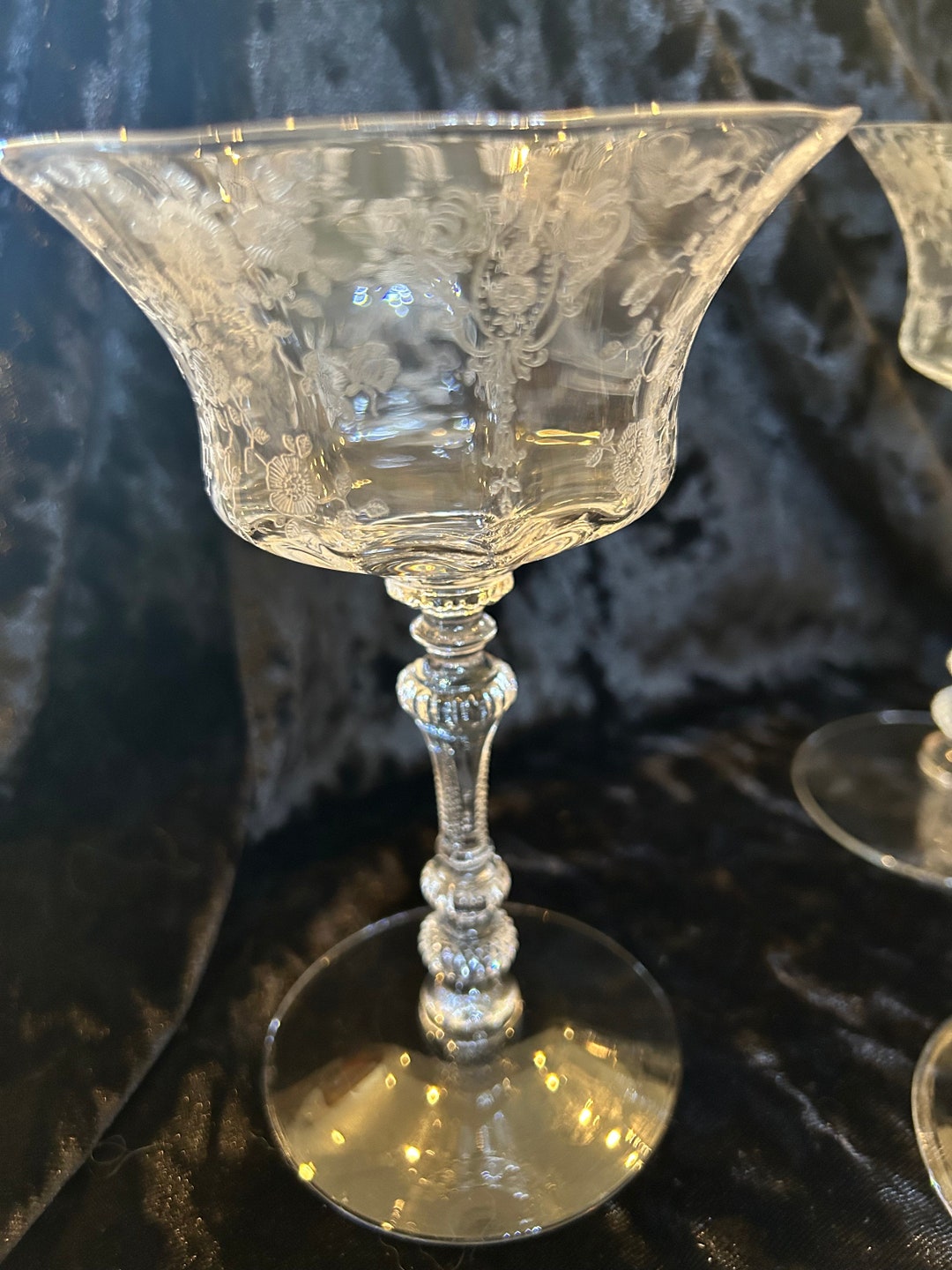 7- Cambridge Rose Point Tall Champagne/sherbert Glasses. Absolutely ...
