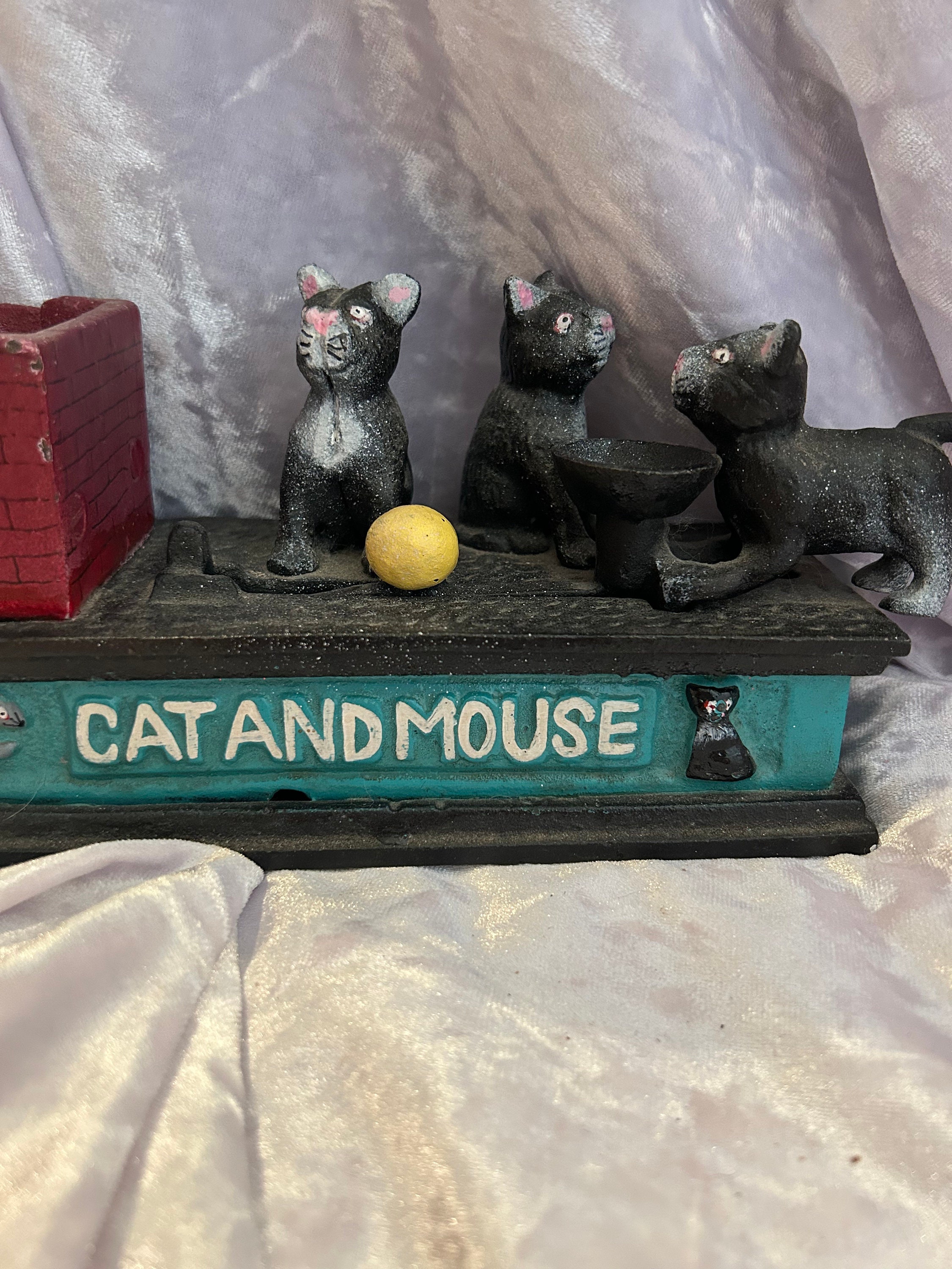 Vintage Cast Iron Cat and Mouse Mechanical Bank - Etsy
