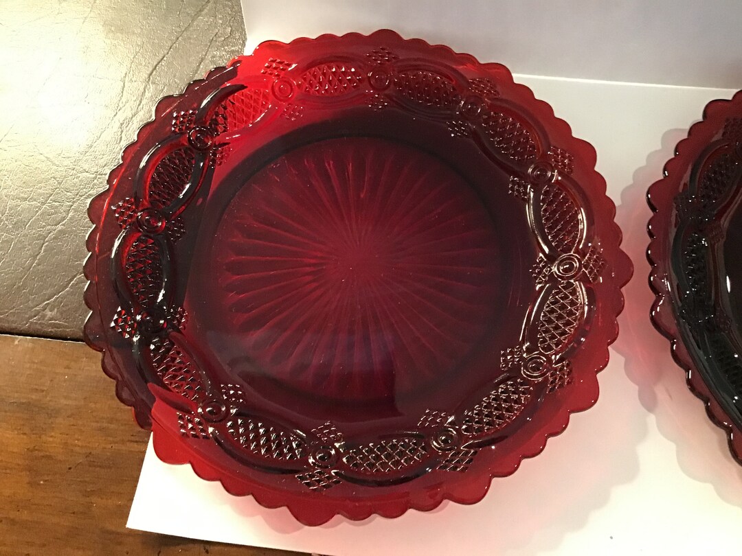 2- Cape Cod, Ruby Red Dessert Plates by Avon - Etsy