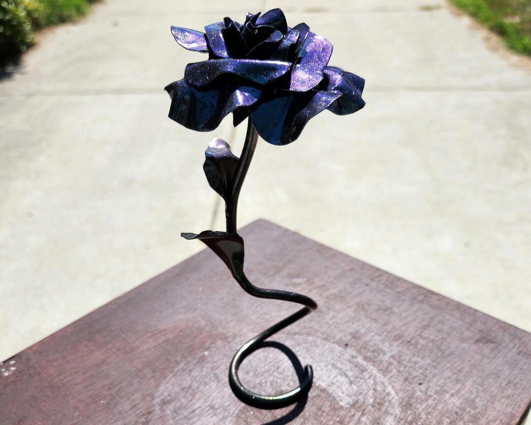 Hand-forged Standing Metal Rose - Etsy
