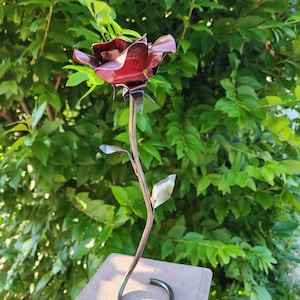 Hand-forged Standing Metal Rose - Etsy