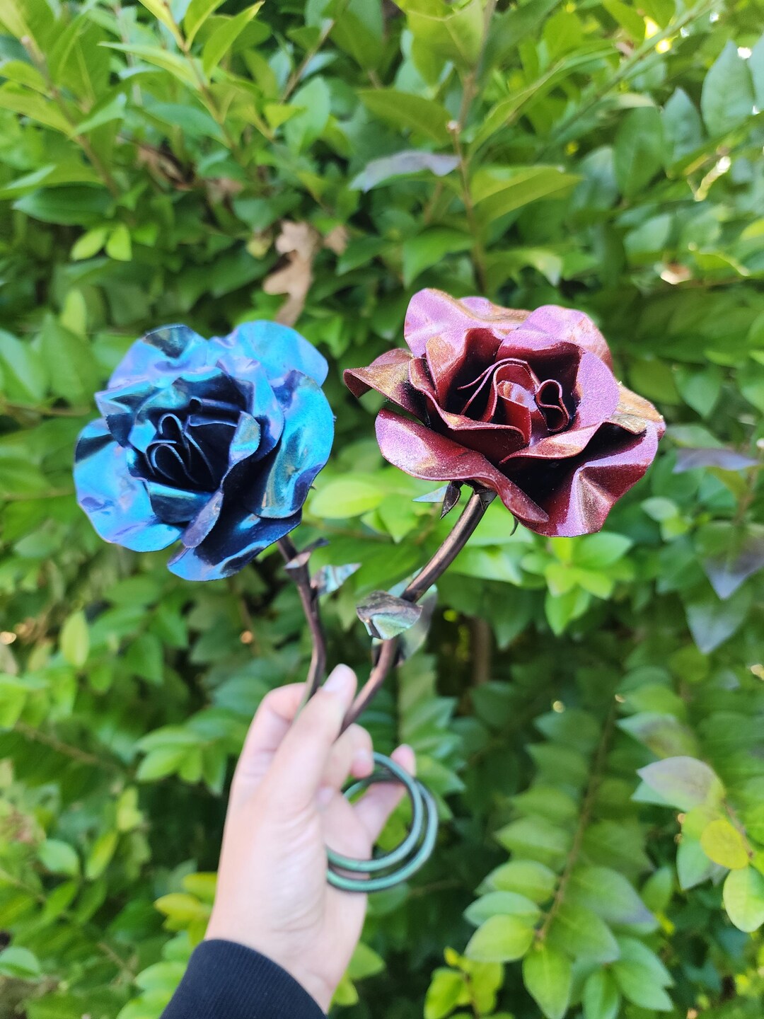 Hand-forged Standing Metal Rose - Etsy
