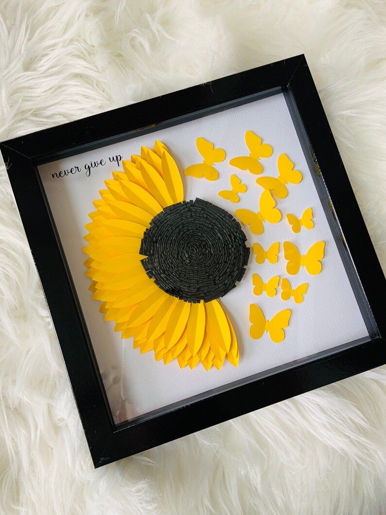 Sunflower Shadow Box Personalized Gift Sunflower Decor - Etsy