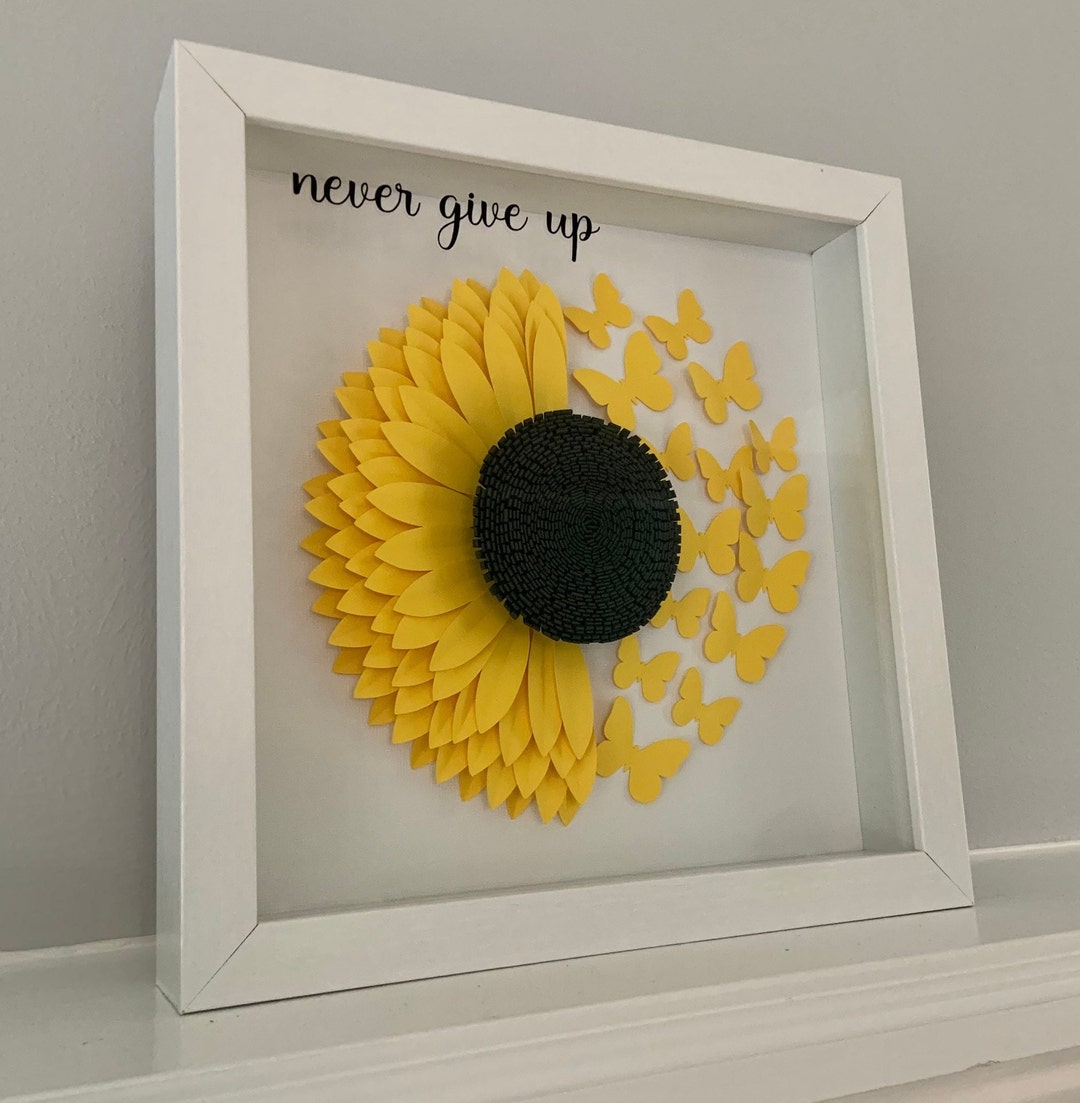 Sunflower Shadow Box Personalized Gift Sunflower Decor - Etsy