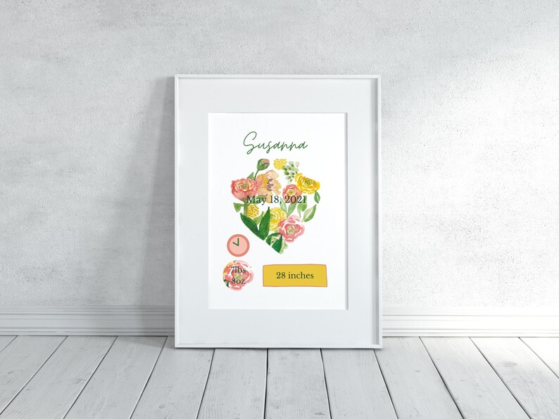 Spring Baby Birth Announcement Sign New Baby Girl Gift Tulips Nursery ...