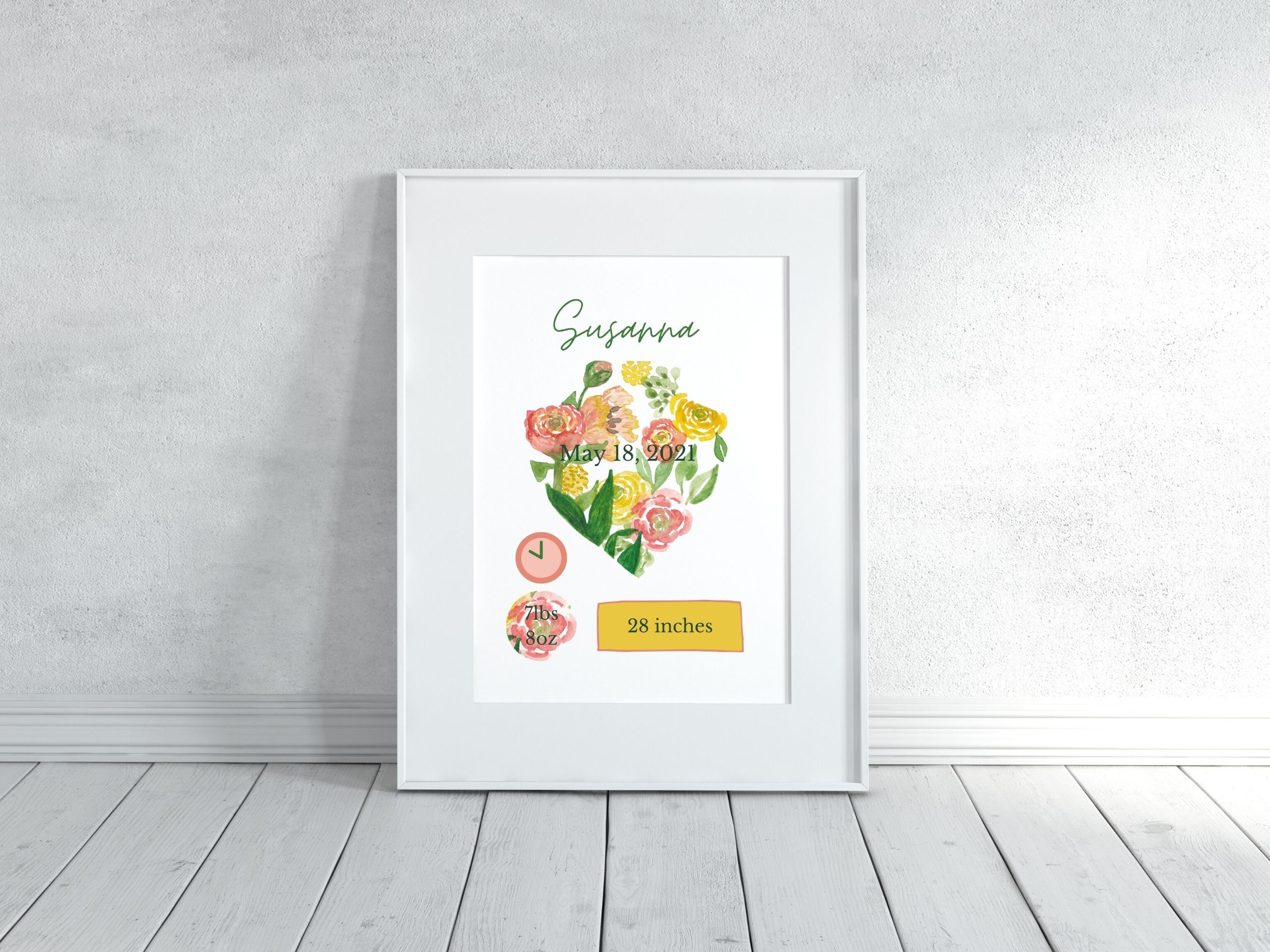 Spring Baby Birth Announcement Sign New Baby Girl Gift Tulips Nursery ...