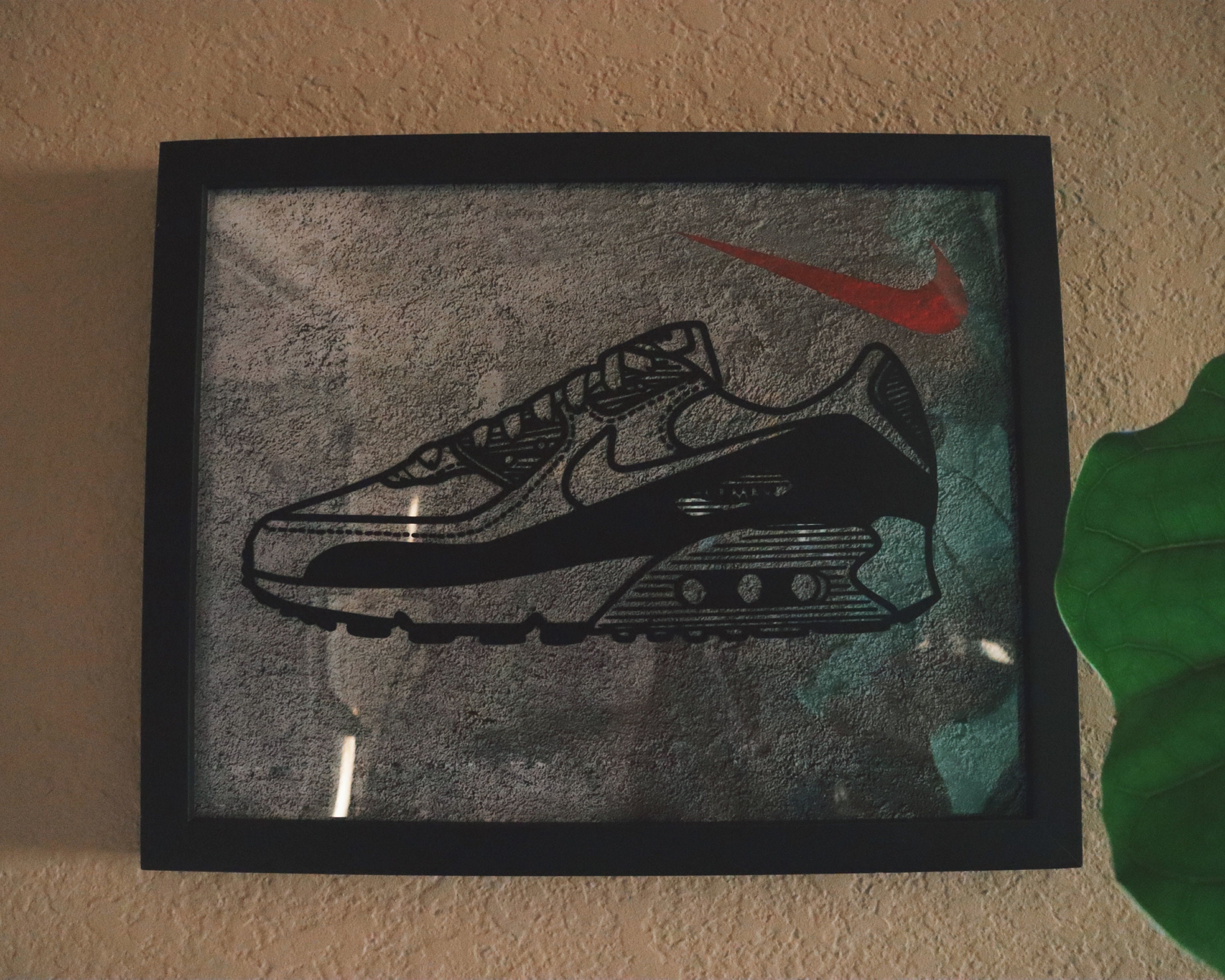 Custom Drawn N1ke Air Max 90 Infrared Sneaker Portrait Wall Poster ...