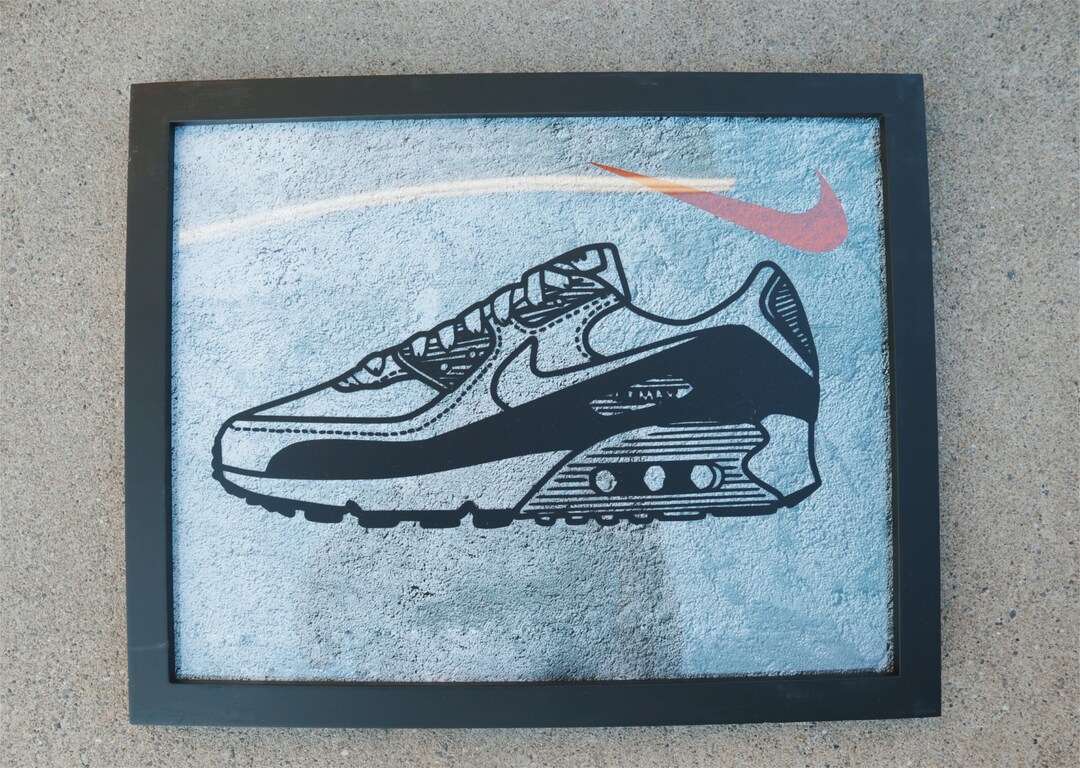 Custom Drawn N1ke Air Max 90 Infrared Sneaker Portrait Wall Poster ...