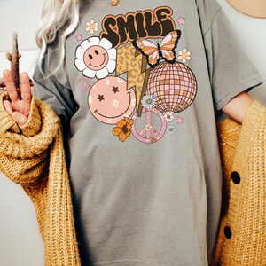 Comfort Colors Cute Smile Shirt, Womens Oversized Tee, Smiley Face ...