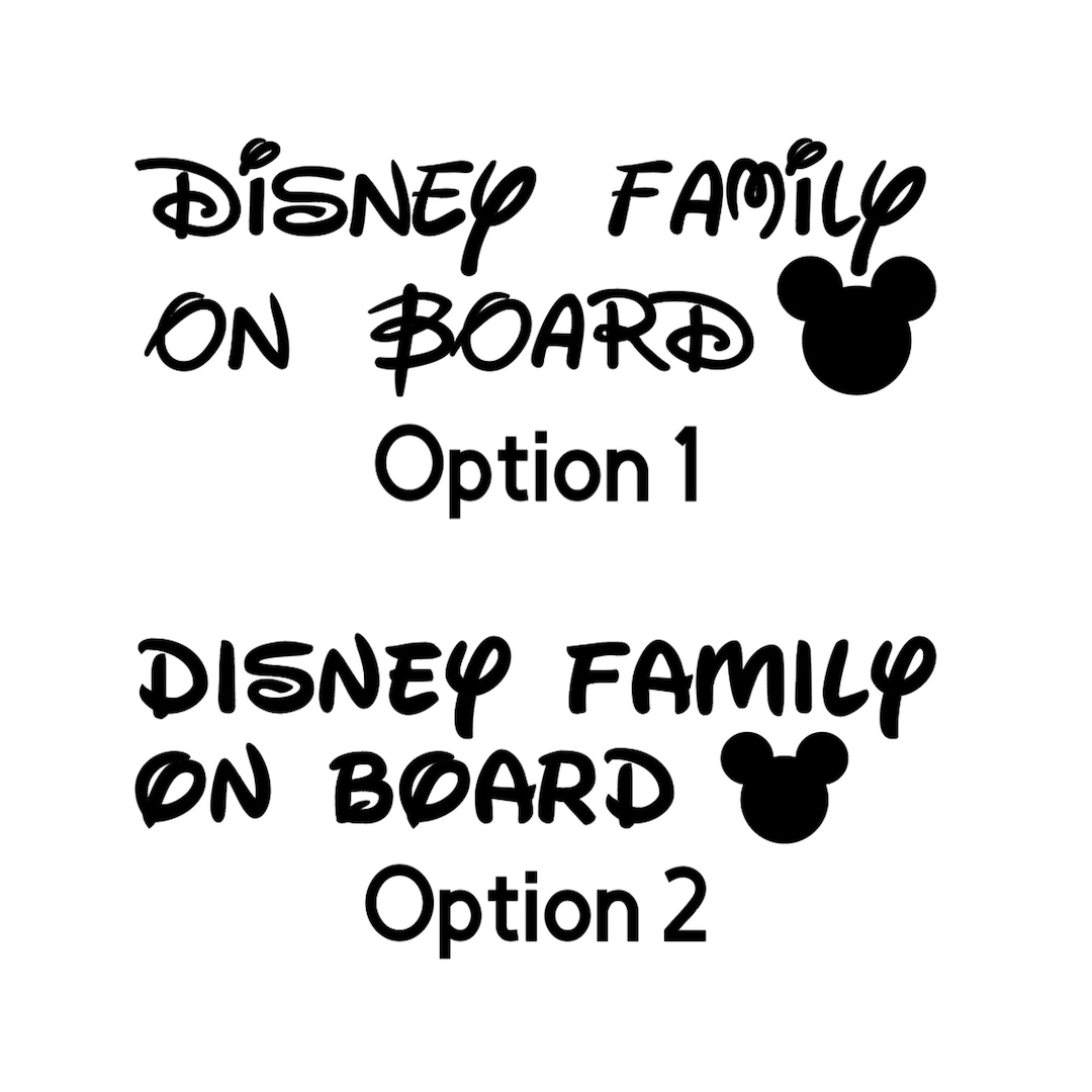 Disney Family on Board Permanent Vinyl Bumper Sticker Car Window ...