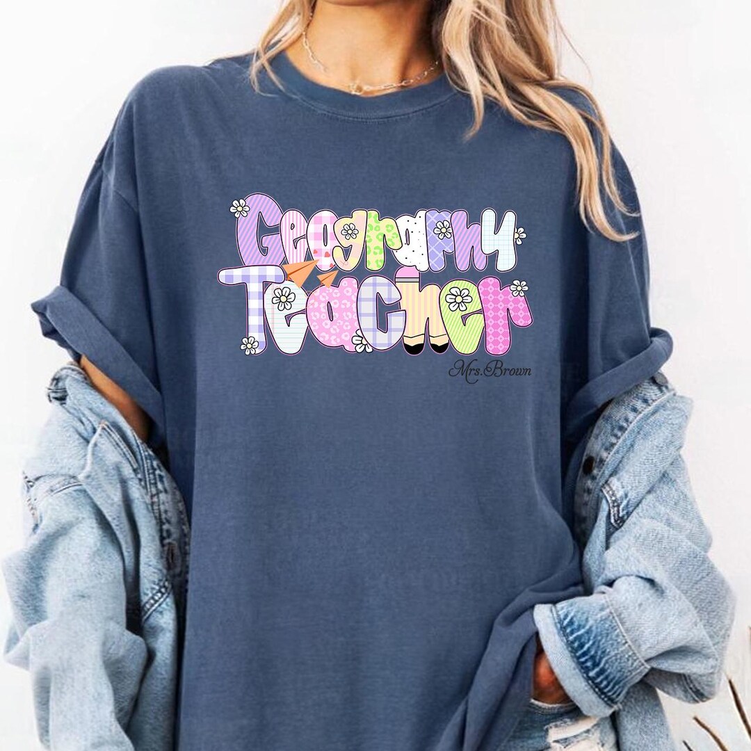 Custom Preppy Style Back to School Geography Teacher Png,school Doodles ...