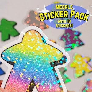 Meeple Glitter Sticker Pack Board Game Glitter Stickers 18 Stickers - Etsy