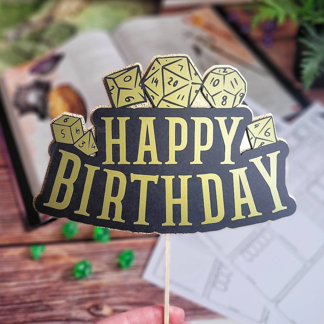 Gold Dice Birthday Cake Topper Dungeons and Dragons Polyhedral Dice ...