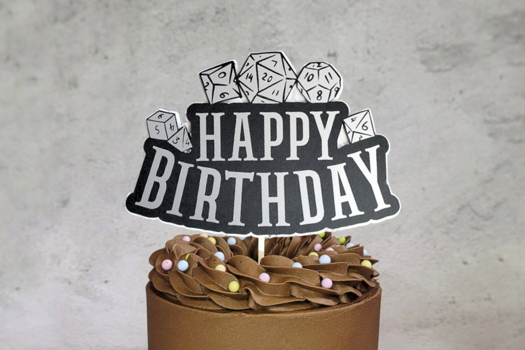 Silver Dice Birthday Cake Topper Dungeons and Dragons Polyhedral Dice ...