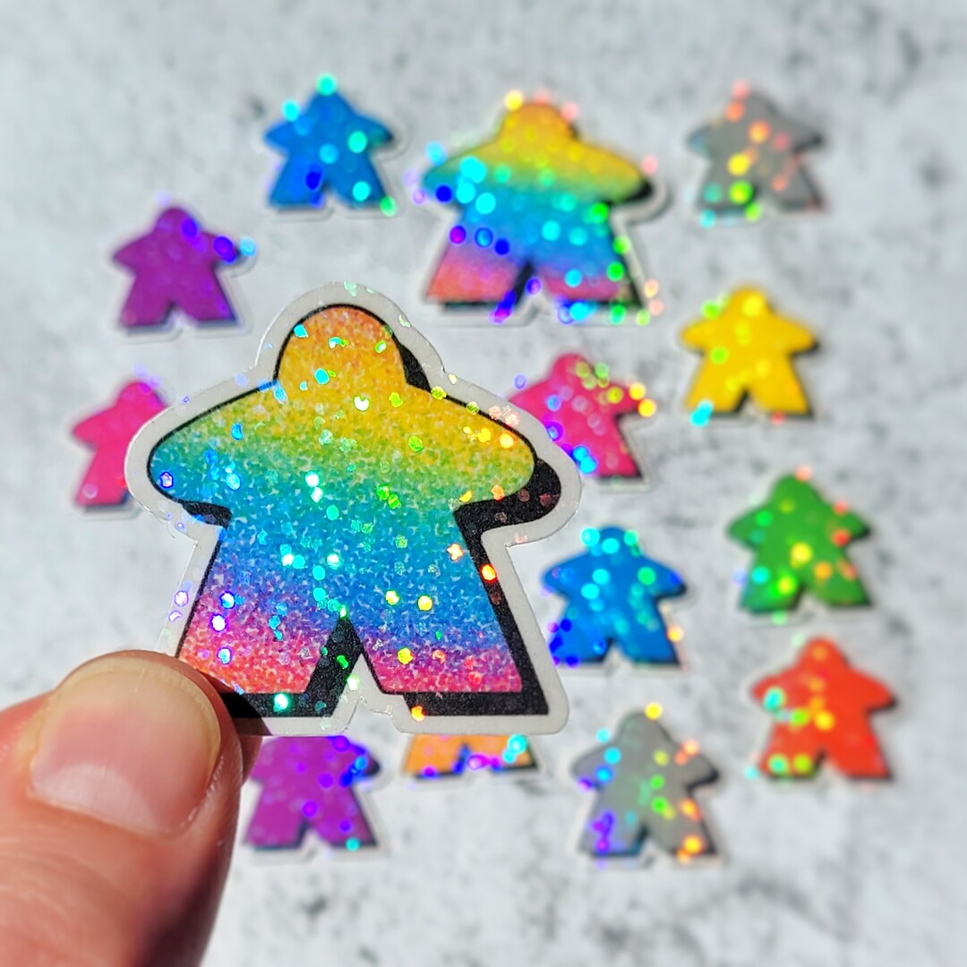 Meeple Glitter Sticker Pack Board Game Glitter Stickers 18 Stickers - Etsy