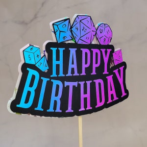 Silver Dice Birthday Cake Topper Dungeons and Dragons Polyhedral Dice ...