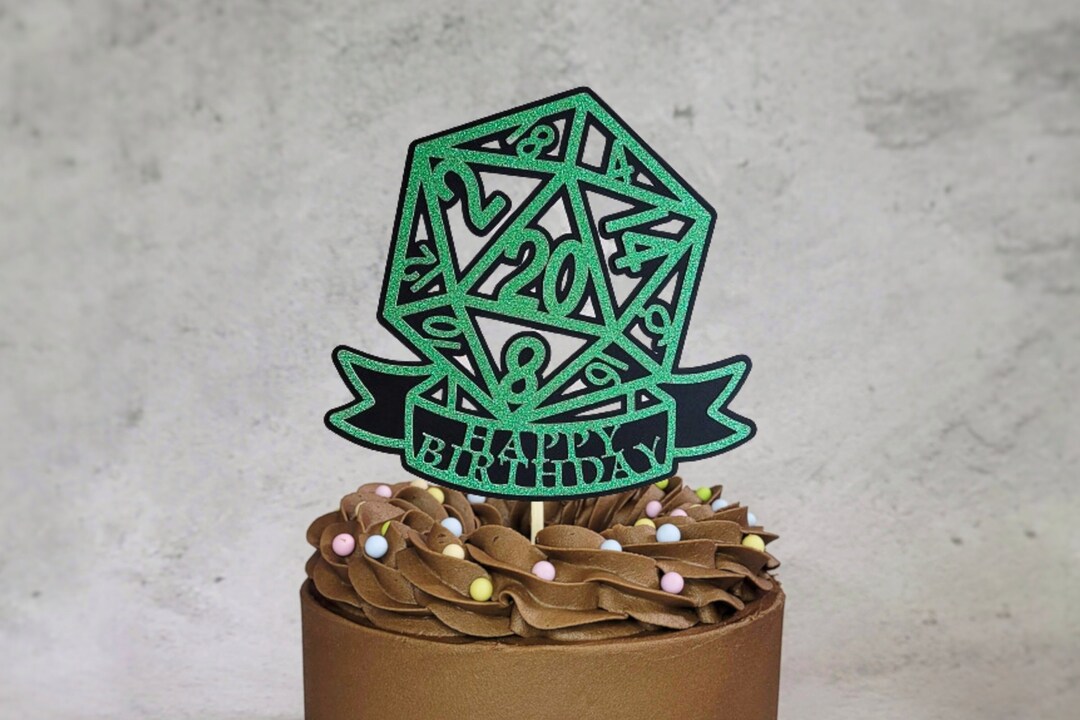 D20 Happy Birthday Dice Cake Topper Dungeons and Dragons Birthday - Etsy