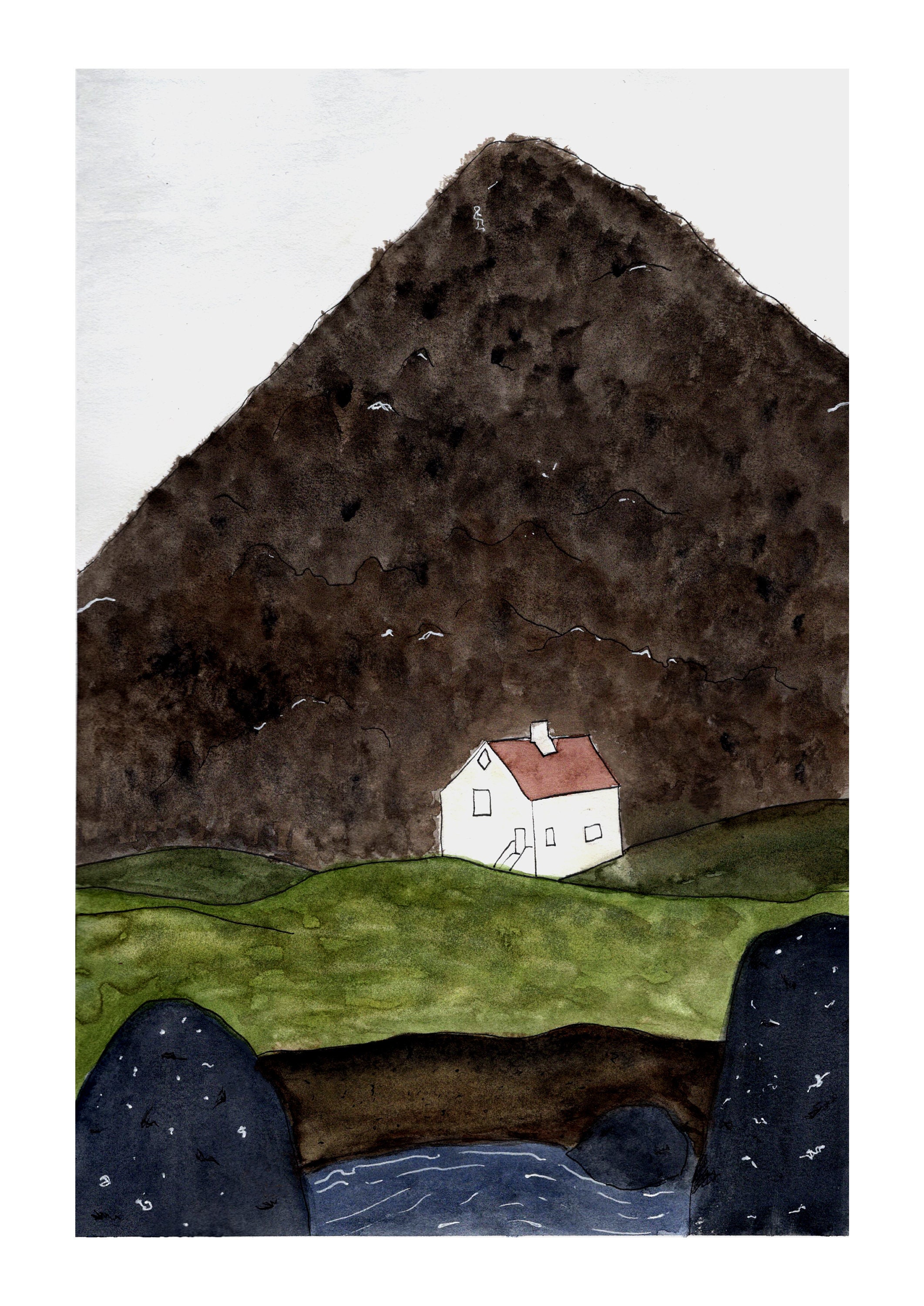 A4 Art Print of a House on a Hill - Etsy