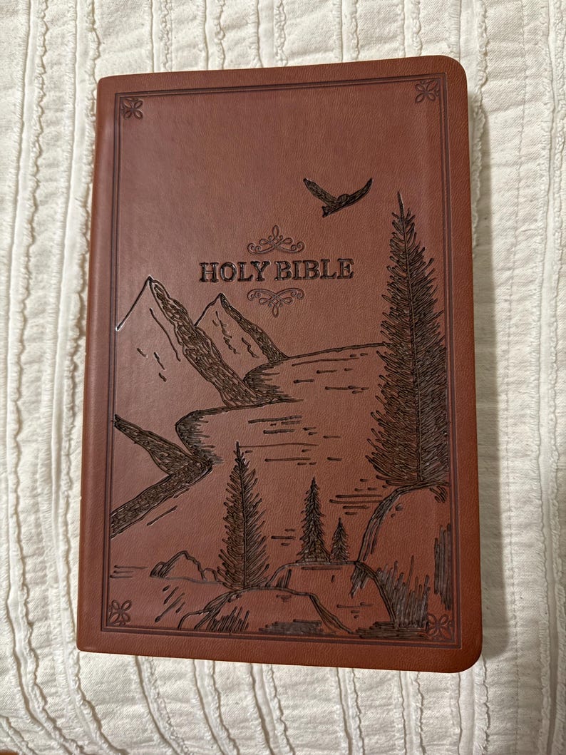 Personalized Handmade Leather KJV Bible - Mountain Scene - Etsy