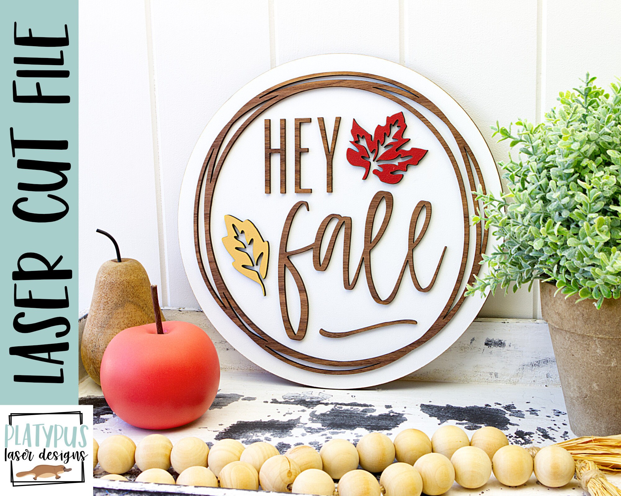 Hey Fall Sign Fall Sign SVG Laser File Glowforge File - Etsy
