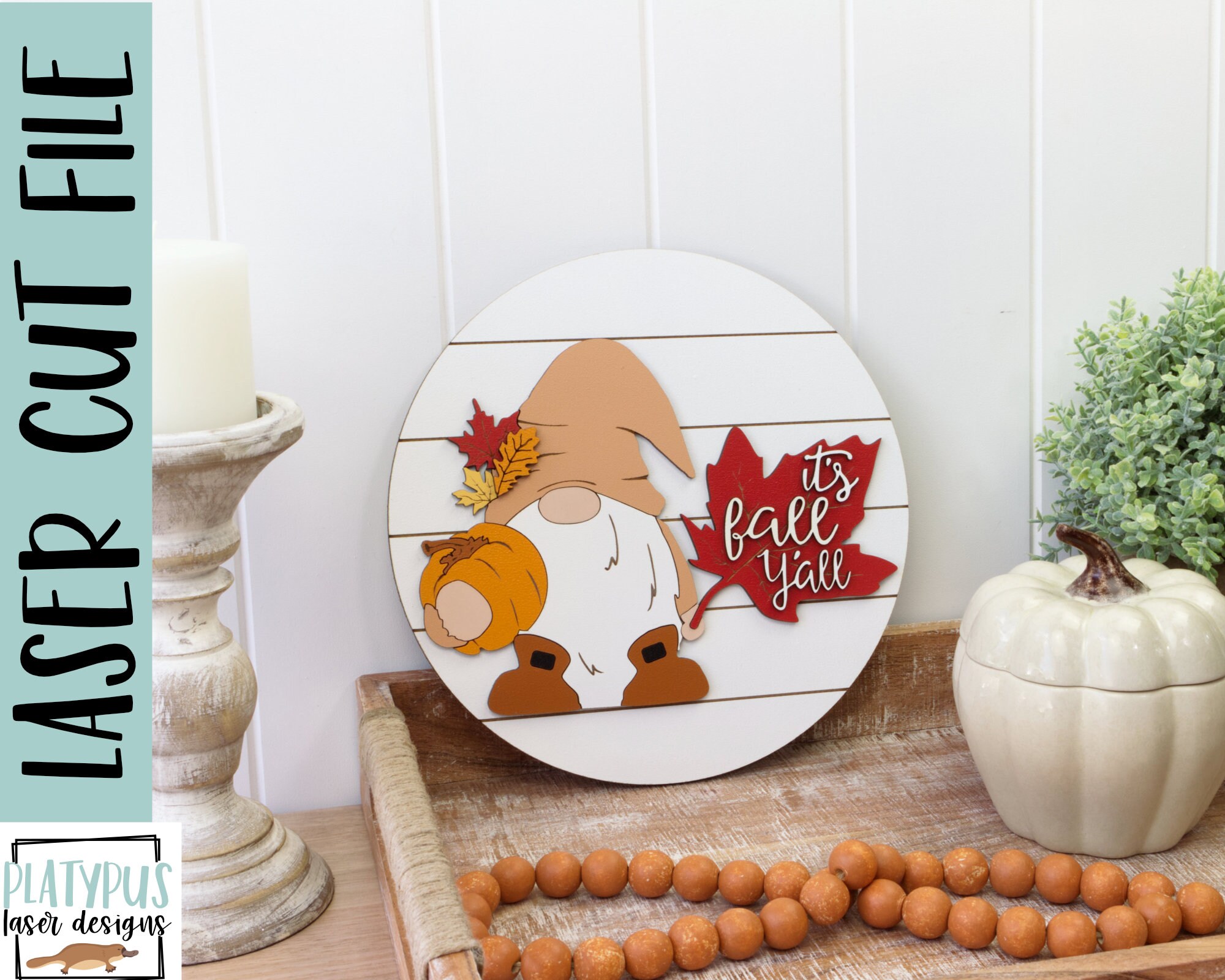 It's Fall Gnome Sign Fall Sign SVG Laser File Glowforge - Etsy