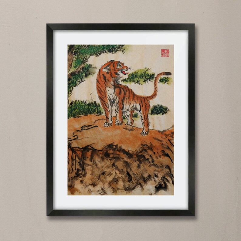 Tiger and Pine Tree Chinese Art Print / Chinese New Year Wall Art ...