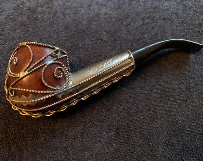 Vintage Unused Briar Wood Estate Pipe With Metal Filagree Work - Etsy