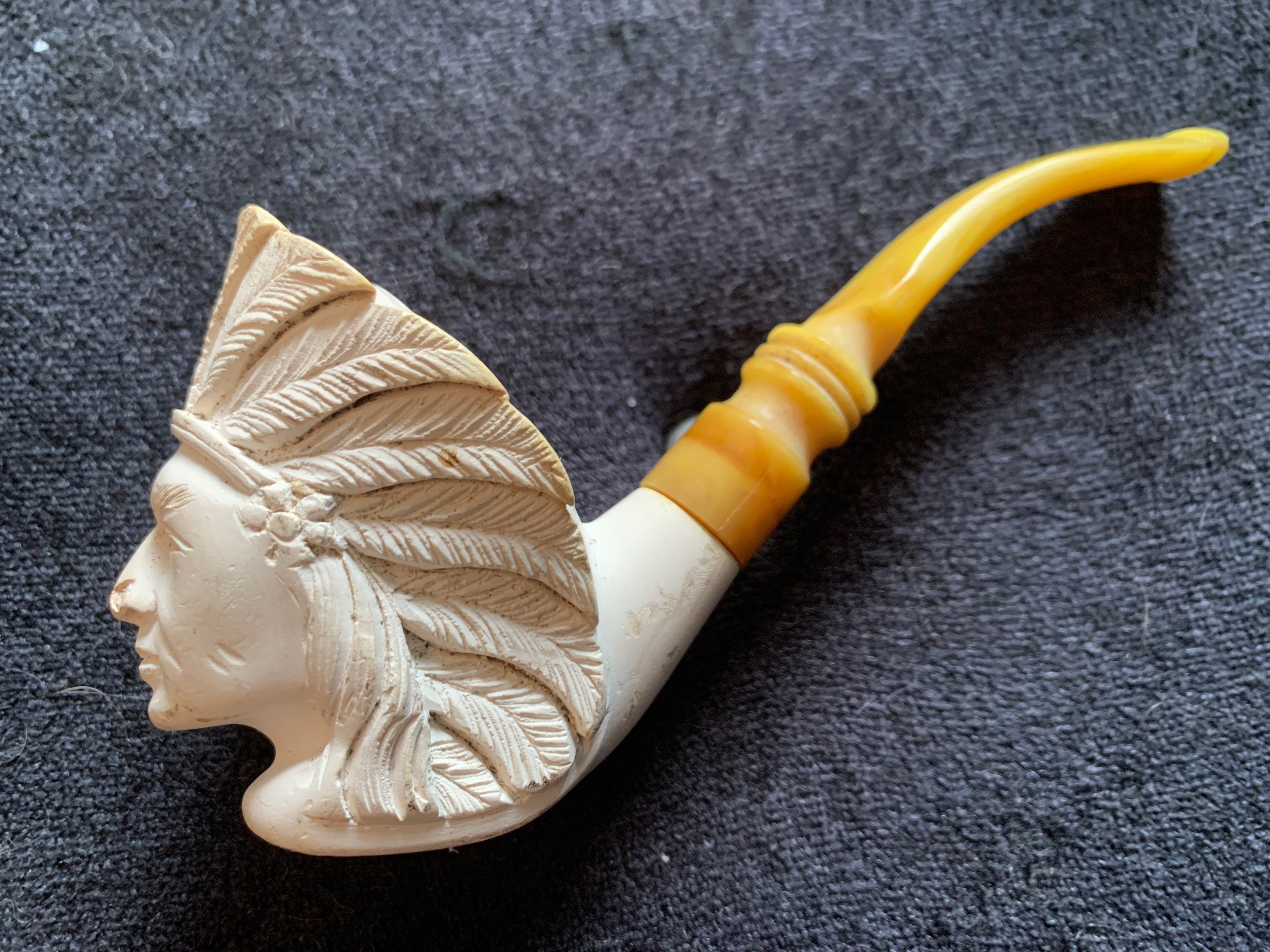 Vintage Used Meerschaum Red Indian Head Clay Pipe - Etsy