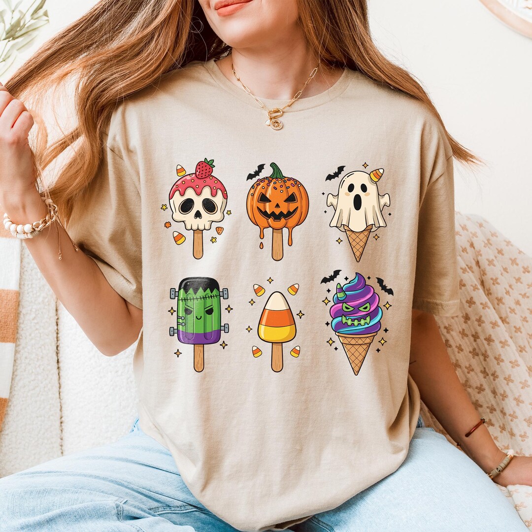 Halloween Ice Cream PNG Cute Skull Ghost Pumpkin Candy Corn Monster ...