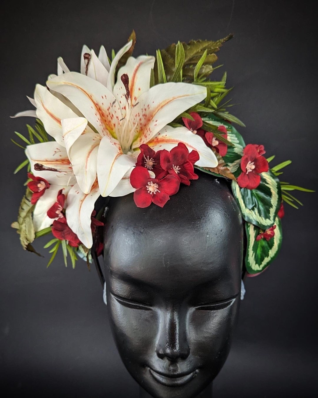 Jungle Lily Headpiece Tropical Crown Exotic Headdress Burlesque Carmen ...