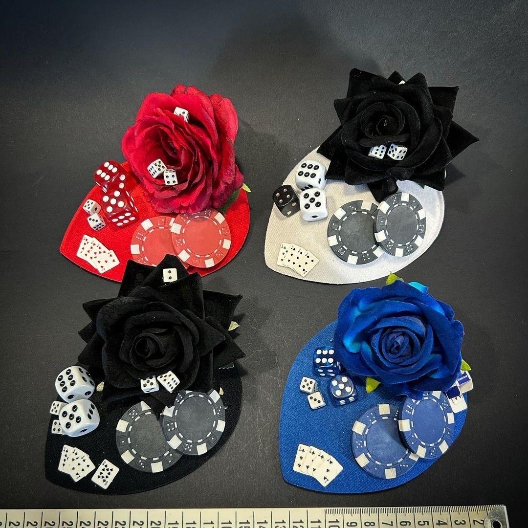 Viva Las Vegas Fascinator Hat Drop Poker Fish Casino Playing Cards ...
